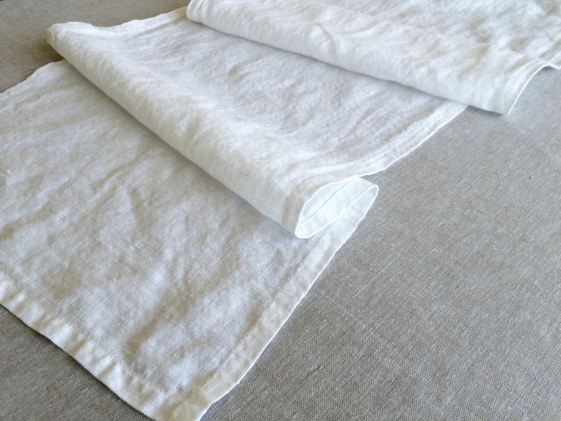 Plain White Linen Table Runner- Handmade Rustic Home Decor- Provence ...