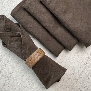 Brown Linen Napkins Set of 4, Washed Daily Table Serving Napkins ...