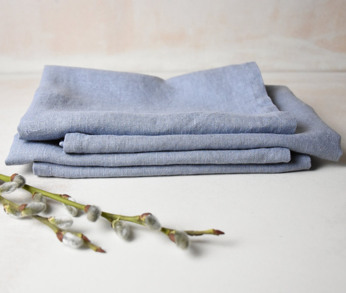 Blue linen napkins set of napkins table serving napkins | Etsy