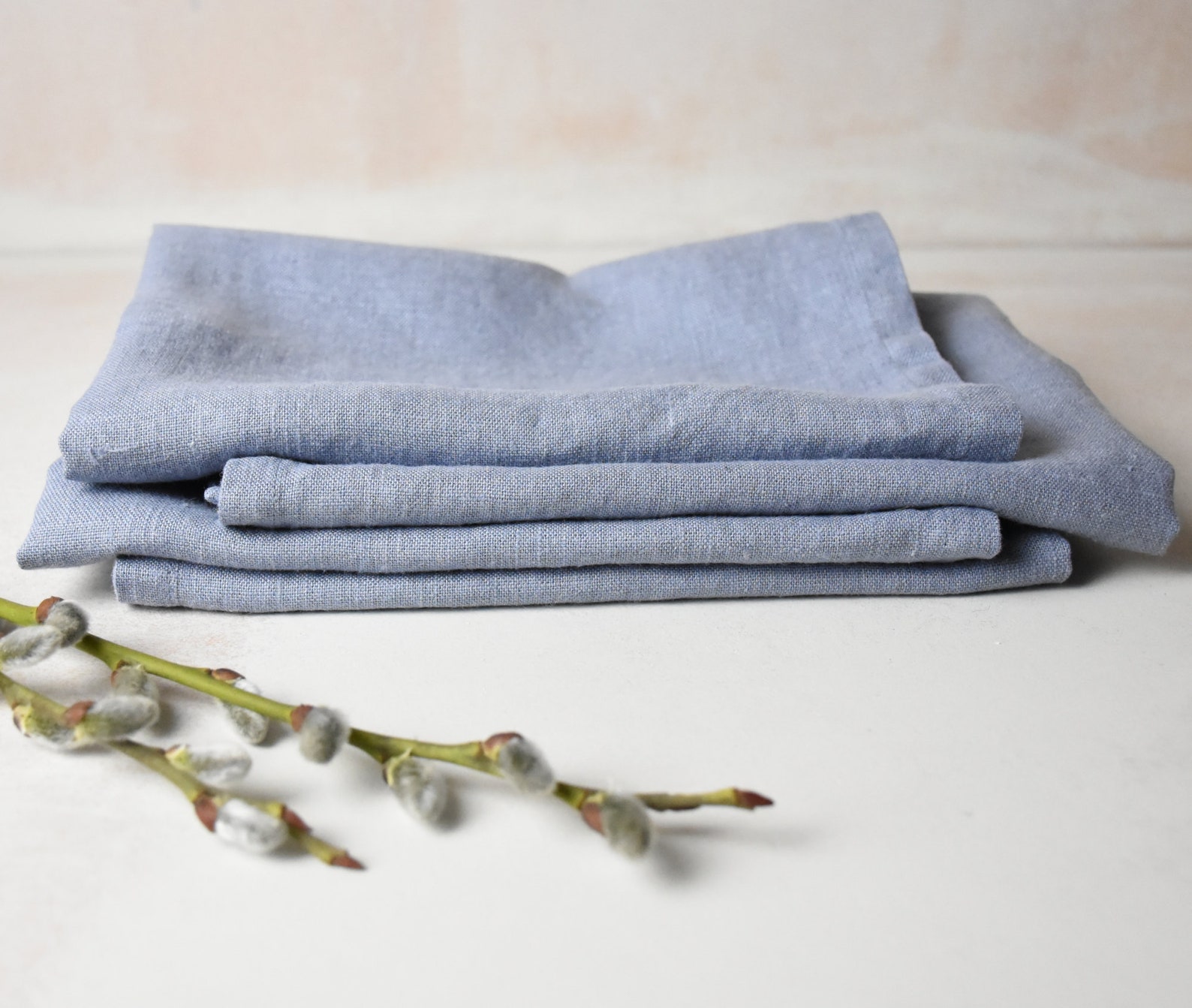 Blue Linen Napkins- Set of Napkins- Table Serving Napkins- Softened ...