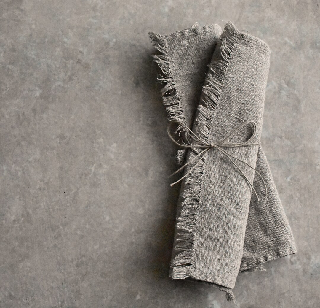 Linen Placemats- Set of 2- Washed Linen Placemats- Rough Linen- Rustic ...