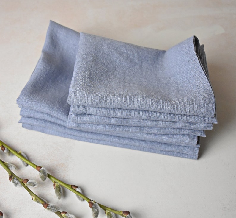 Blue linen napkins set of napkins table serving napkins | Etsy