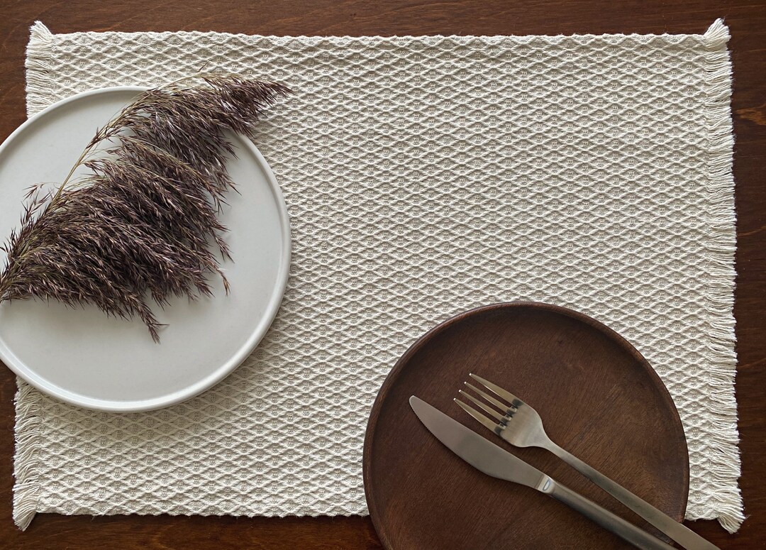 Linen Placemats- Textured Linen Placemats- Set of 2- Washed Linen Blend ...