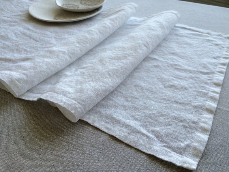 Plain White Linen Table Runner- Handmade Rustic Home Decor- Provence ...