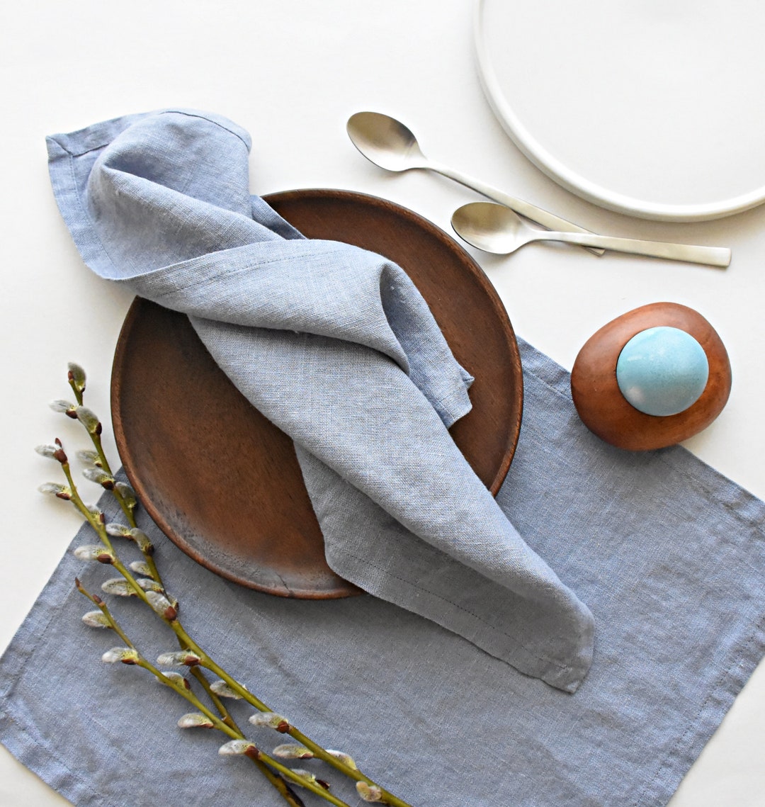 Blue Linen Napkins- Set of Napkins- Table Serving Napkins- Softened ...