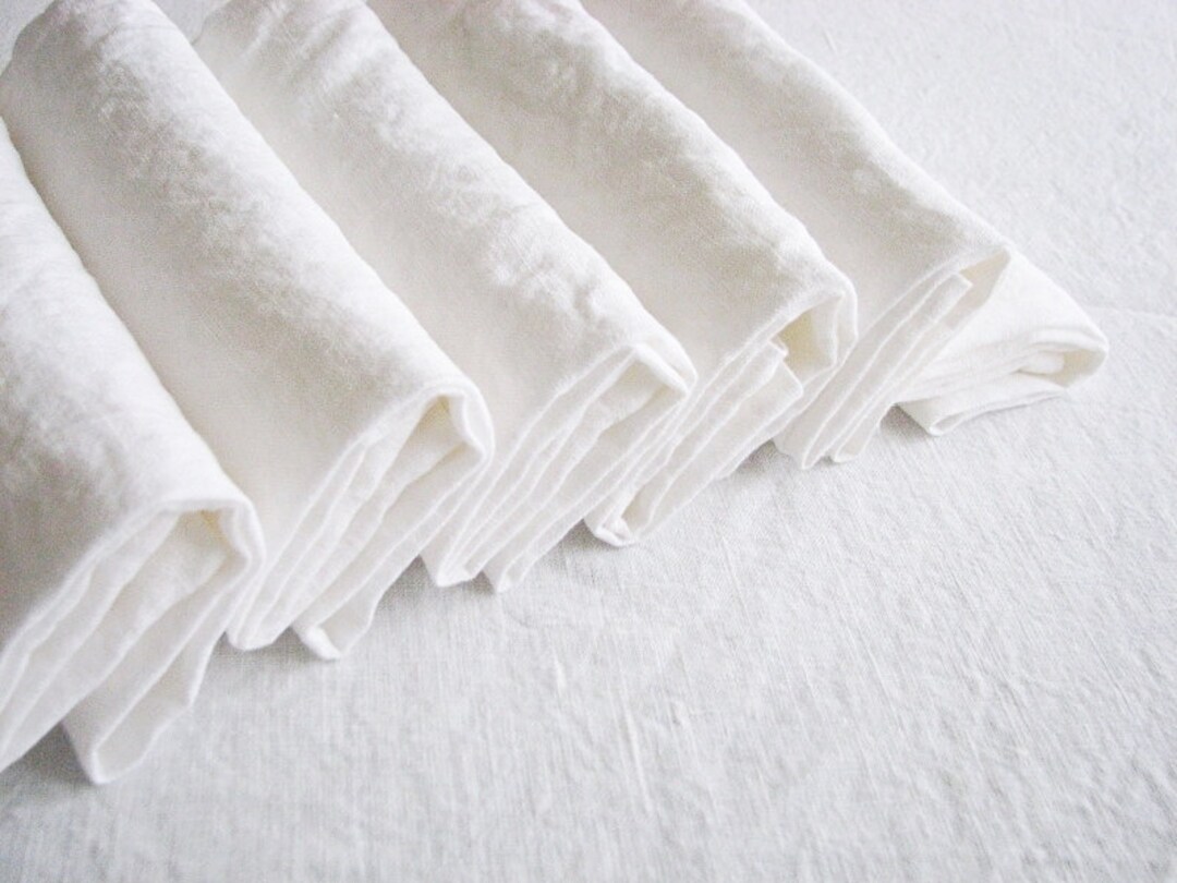 White Linen Napkins- Easter Table Napkins- Wedding Table Serving- Set ...