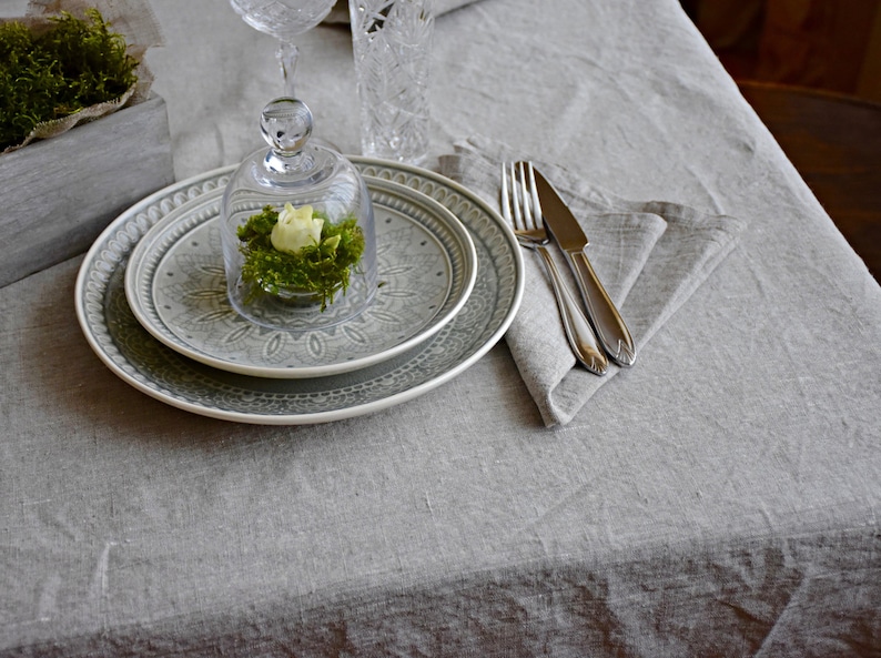 Classic Linen Square Tablecloth for Dining/ Kitchen Table Serving- Eco ...