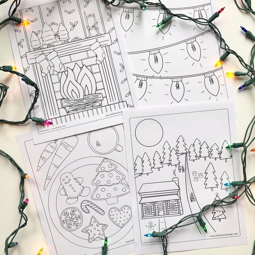 Christmas Printable Coloring Page Bundle - Etsy