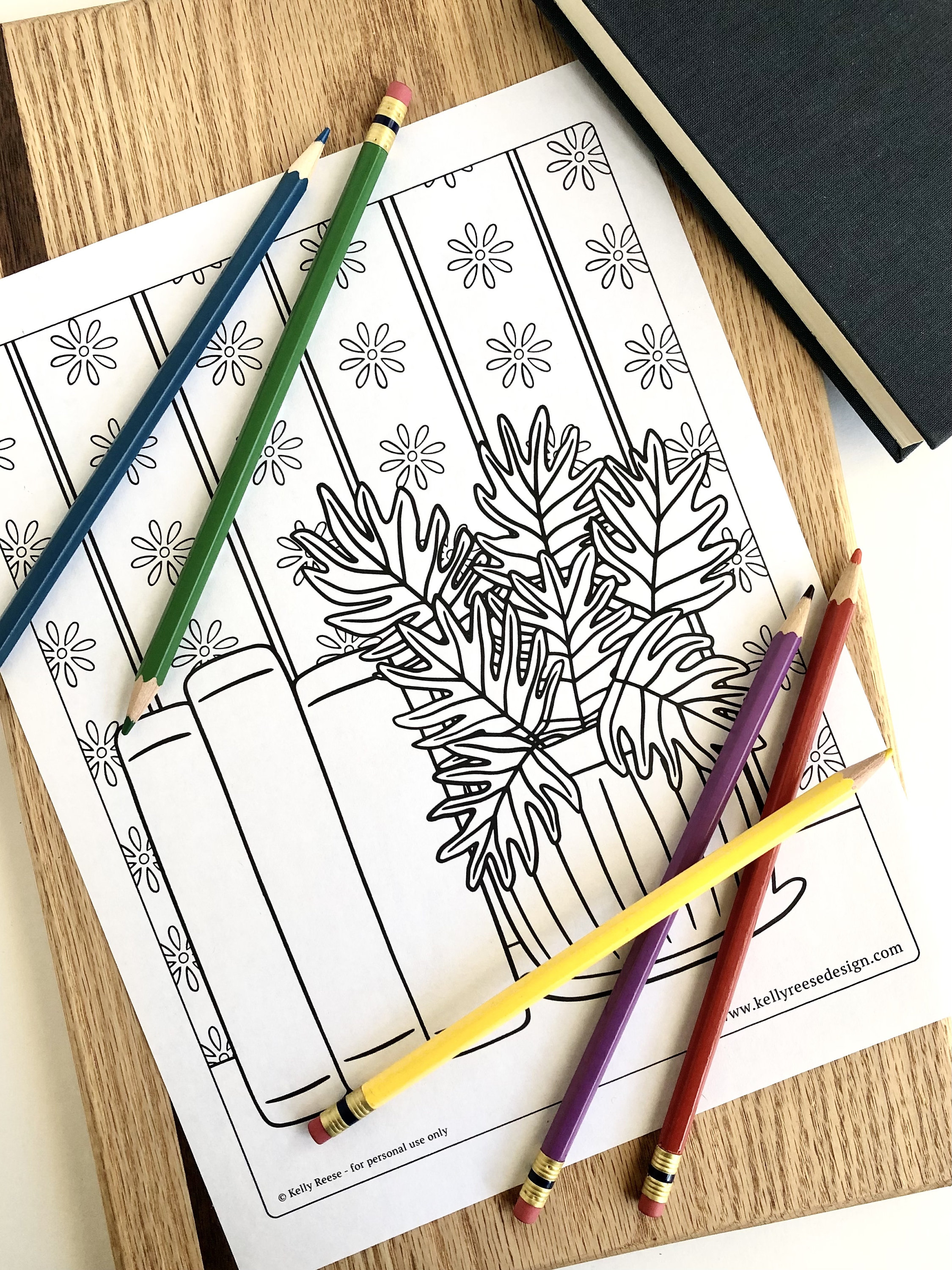 Books and Plants Printable Coloring Page Bundle - Etsy