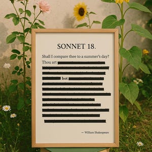 Shakespeare's Sonnet 18 Redacted Poster Digital Download - Etsy