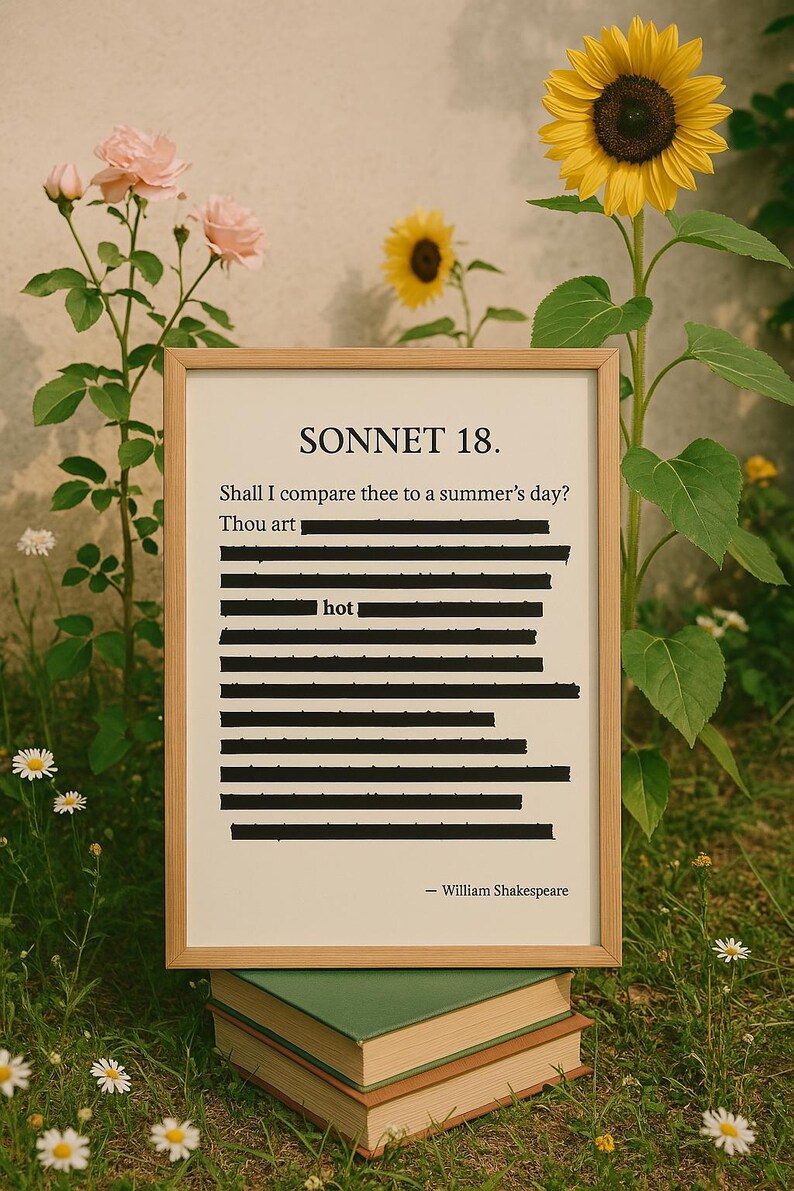 Shakespeare's Sonnet 18 Redacted Poster Digital Download - Etsy
