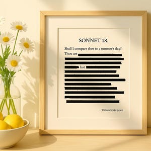 Shakespeare's Sonnet 18 Redacted Poster Digital Download - Etsy