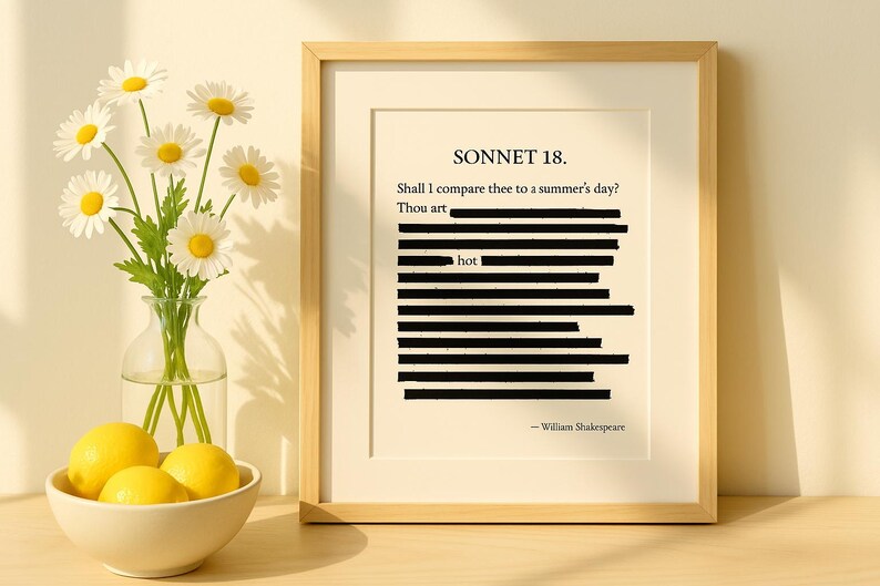 Shakespeare's Sonnet 18 Redacted Poster Digital Download - Etsy