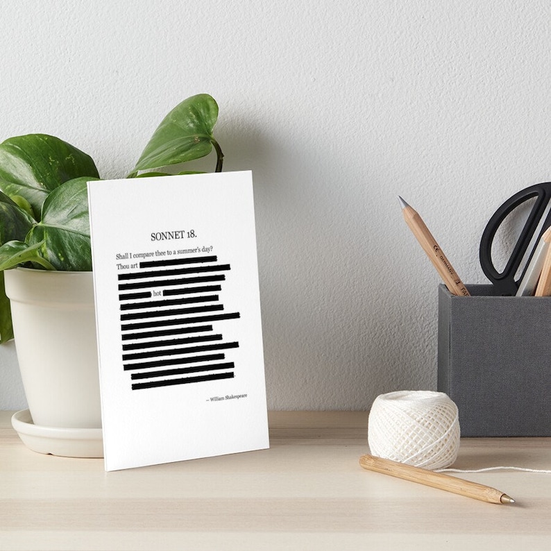Shakespeare's Sonnet 18 Redacted Poster Digital Download - Etsy