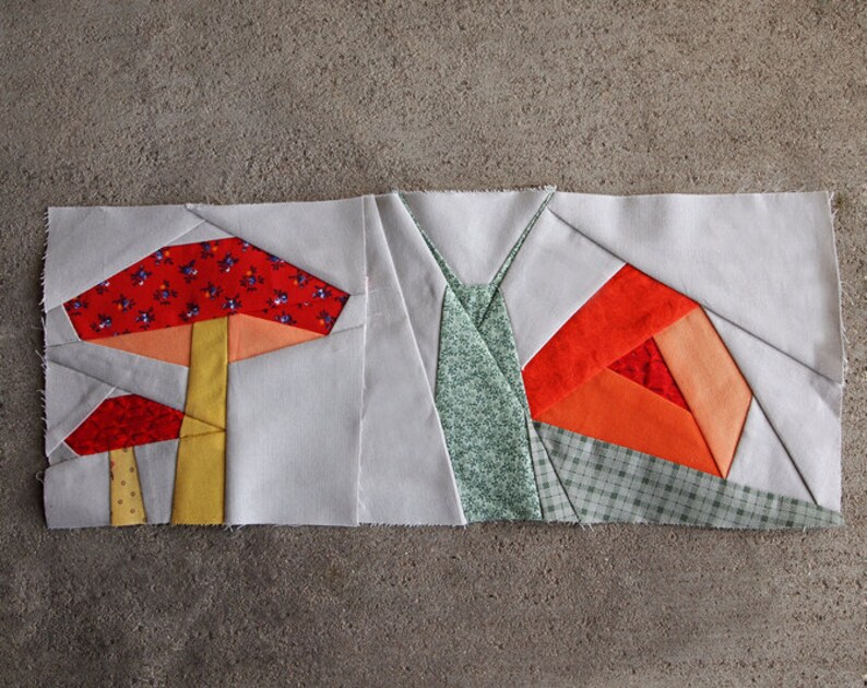 Mushrooms Paper Pieced Quilt Pattern in PDF - Etsy