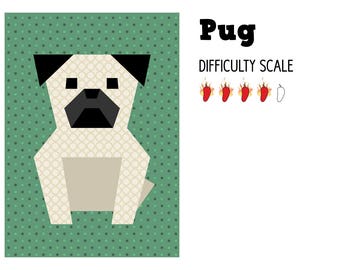 Pug Paper Pieced Block Pattern in PDF - Etsy