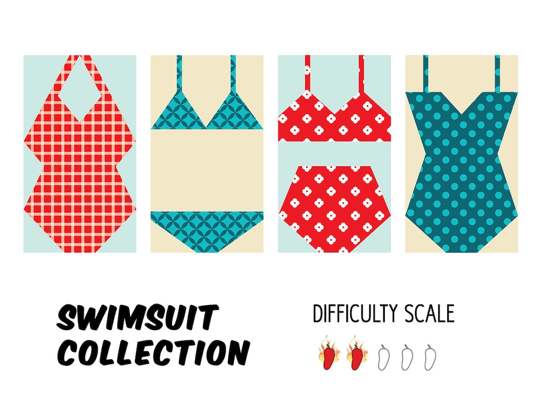 Swimsuit Collection Paper Pieced Quilt Pattern in PDF - Etsy
