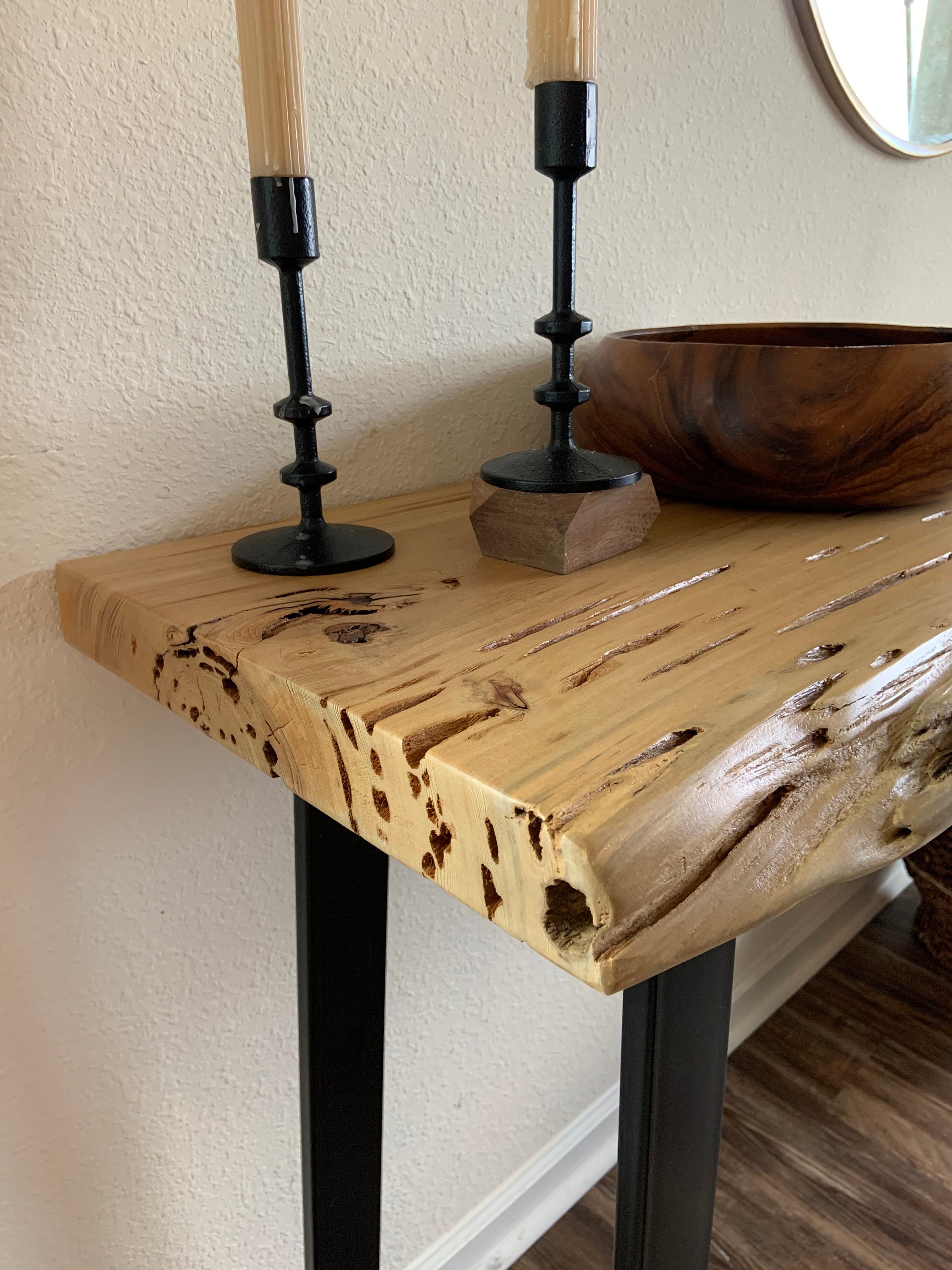 Live Edge Cypress Console Table | Live Edge Cypress Sofa Table | Pecky ...