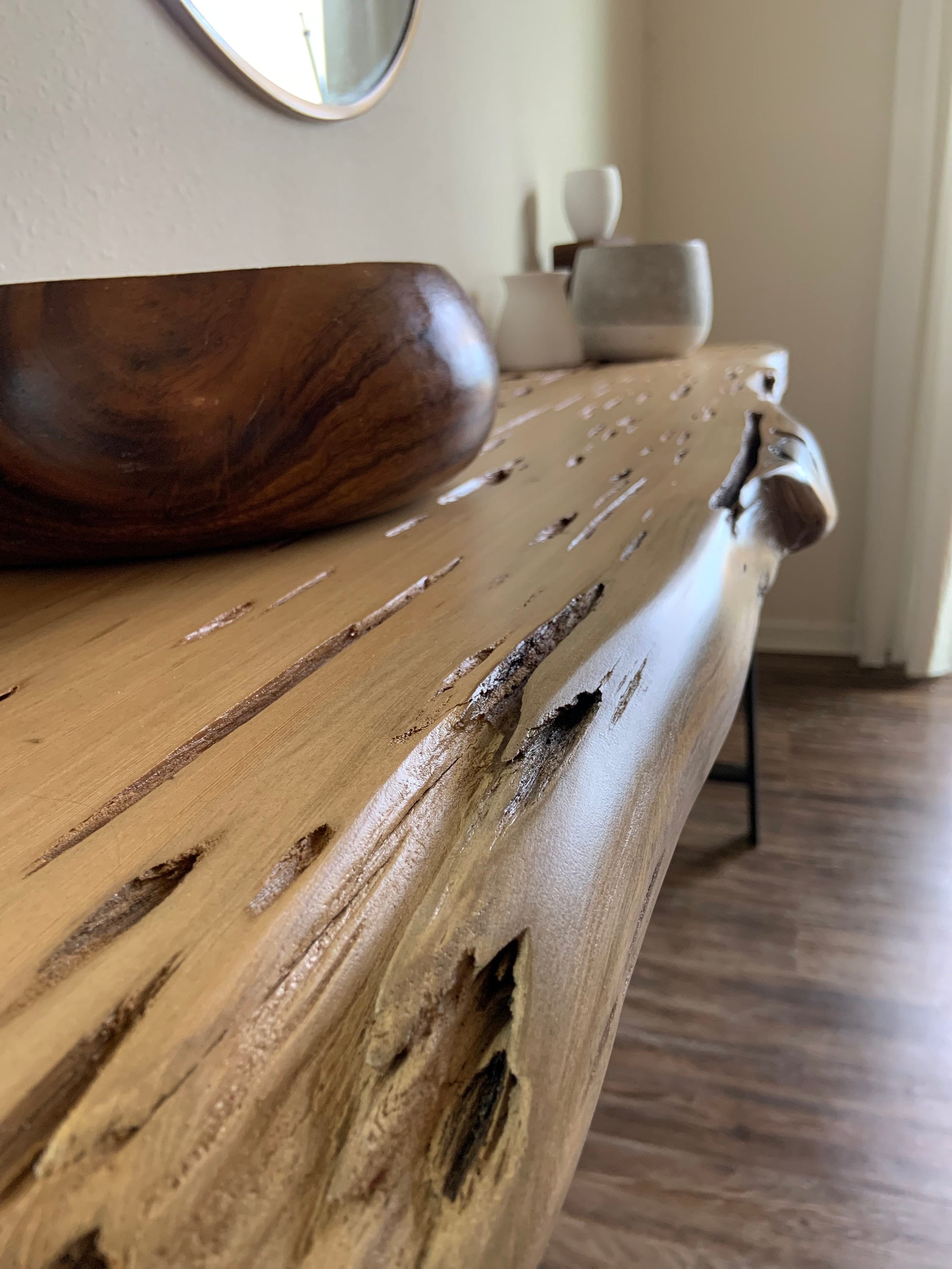 Live Edge Cypress Console Table | Live Edge Cypress Sofa Table | Pecky ...