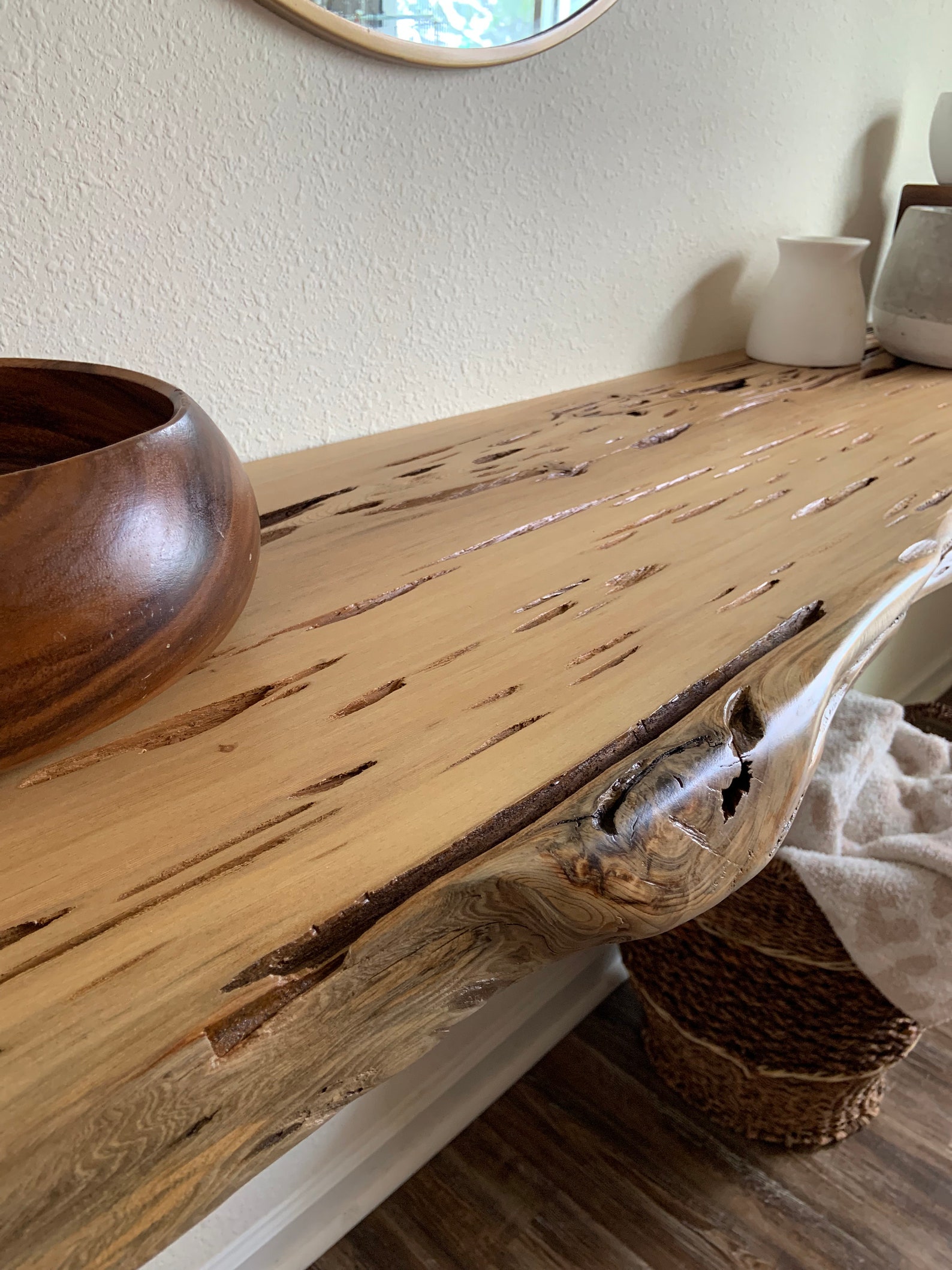 Live Edge Cypress Console Table | Live Edge Cypress Sofa Table | Pecky ...