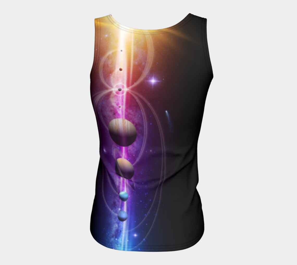 Solar System Space Tank Top, Art Printed Science Theme Shirt, Galaxy ...