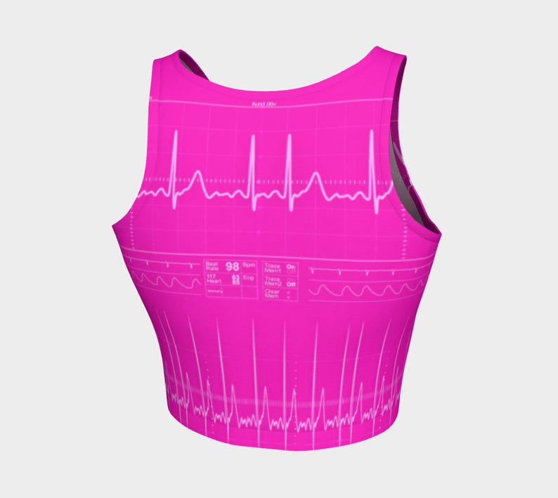 EKG Heart Beat Crop Tank Sports Bra Electrocardiogram Rhythm Handmade ...