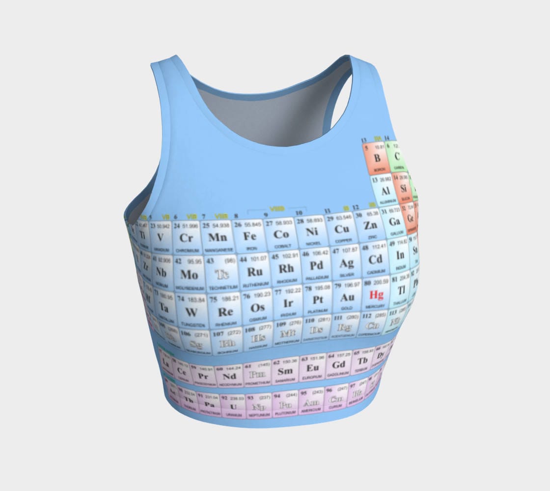 Periodic Table of Elements Chemistry Tank Crop Top Sports Bra Handmade ...