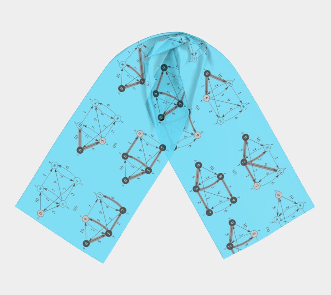 Dijkstras Algorithm Scarf Computer Science Fashion Accessory High Quality Poly Chiffon Engineer