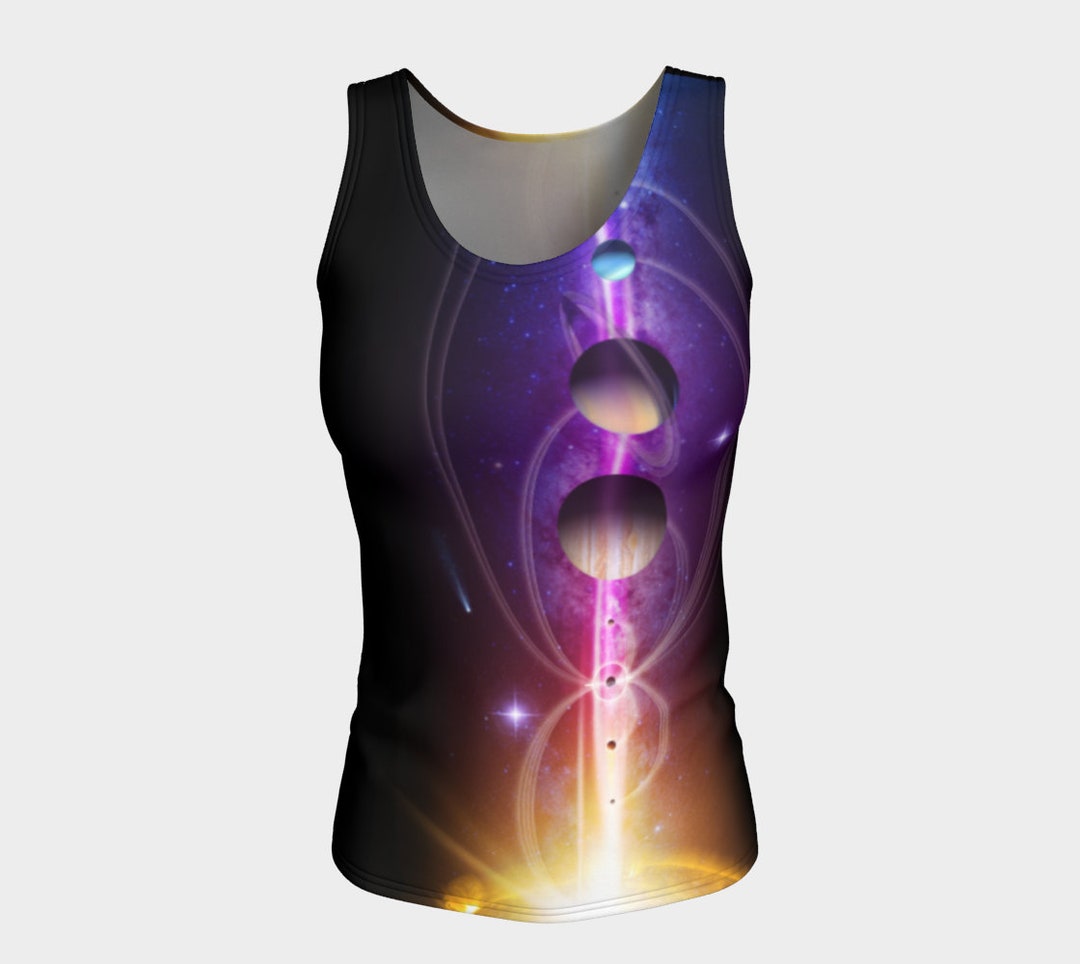 Solar System Space Tank Top, Art Printed Science Theme Shirt, Galaxy ...