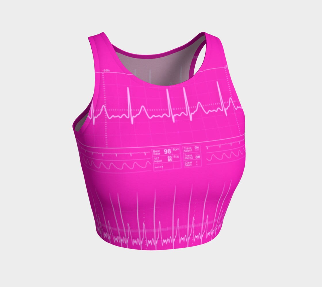 EKG Heart Beat Crop Tank Sports Bra Electrocardiogram Rhythm Handmade ...