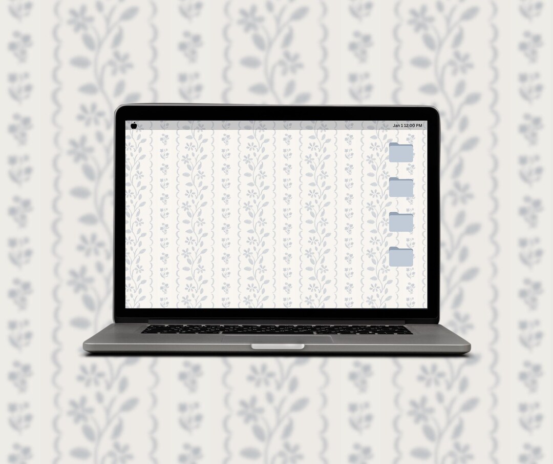 Blue Floral Computer Wallpaper | Vintage Coquette Screensaver (digital ...