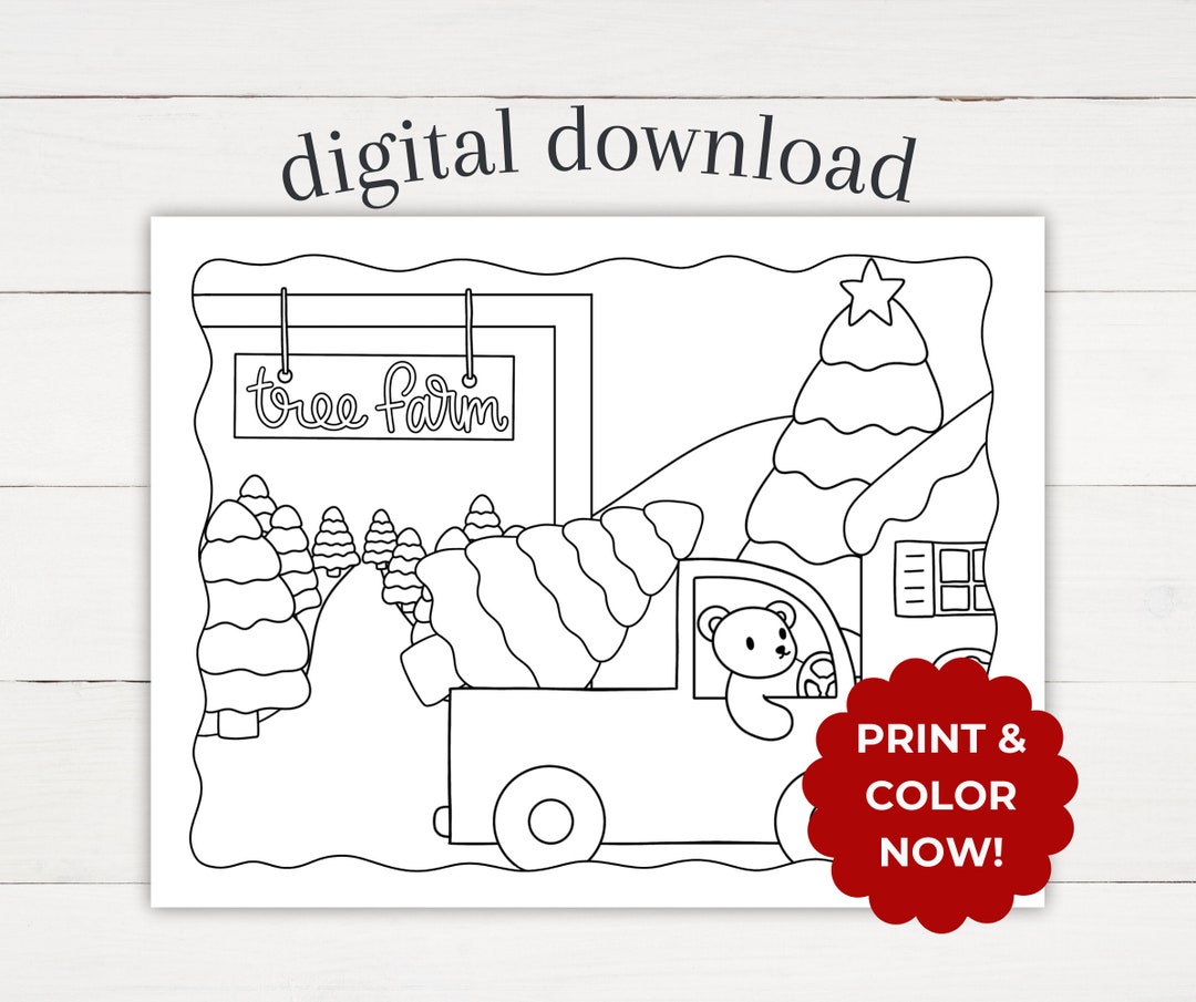 Printable Christmas Coloring Page - Tree Farm. Easy Fun for Kids ...