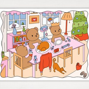 Printable Christmas Coloring Page.christmas Dinner. Easy Fun for Kids ...
