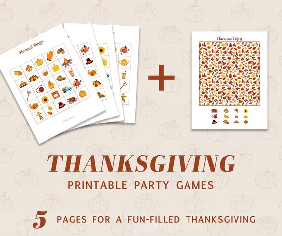 Thanksgiving Party Game Printable Digital Game for Kids - Etsy