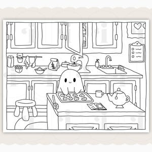 Printable Halloween Coloring Page – Baking Ghost, DIY Art (PDF) - Etsy