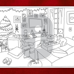 Printable Christmas Coloring Page - Movie Night. Easy Fun for Kids ...