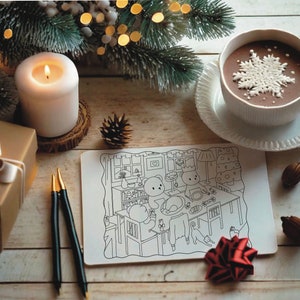 Printable Christmas Coloring Page.christmas Dinner. Easy Fun for Kids ...