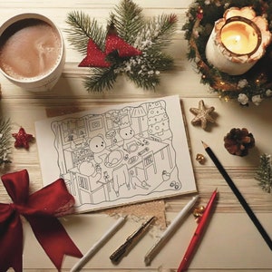 Printable Christmas Coloring Page.christmas Dinner. Easy Fun for Kids ...