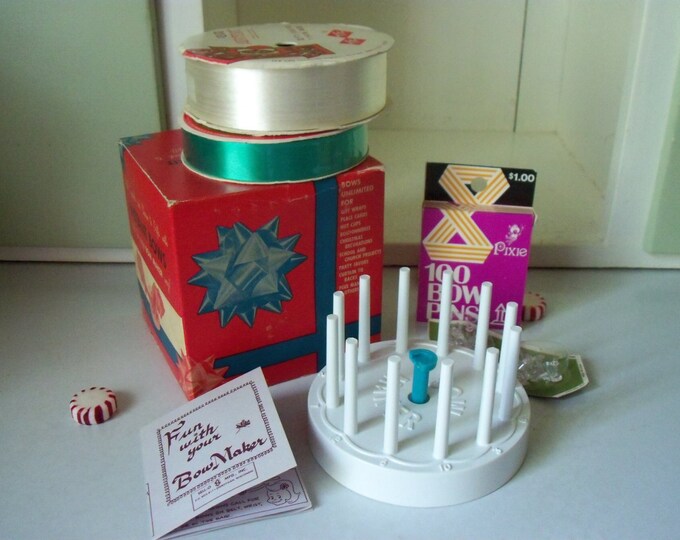 Vintage Bow Maker Gift Bow Kit Complete Bow Pins Ribbon Boxed Sell-o ...