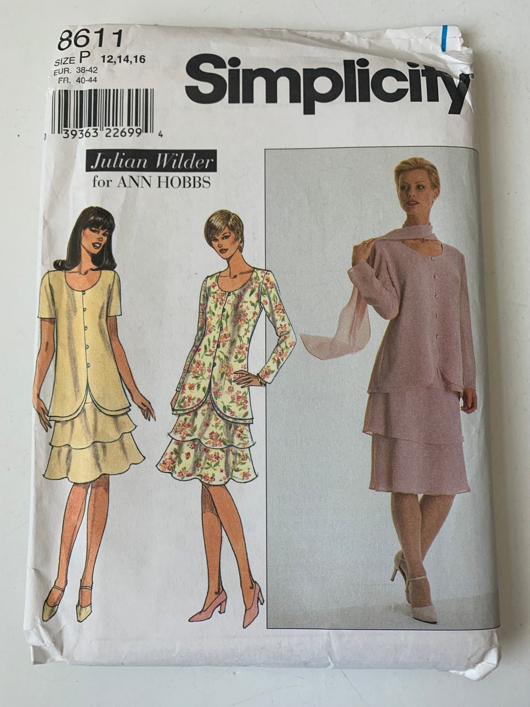 Simplicity 8611 Size 12 14 16 Sewing Pattern UNCUT 2 Pc Dress & Scarf ...