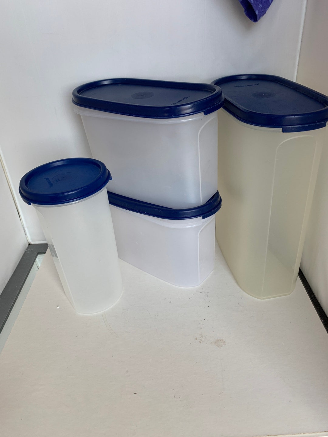 Vintage Tupperware 1614 1612 1641 Clear Blue Container W/ Lids - Etsy