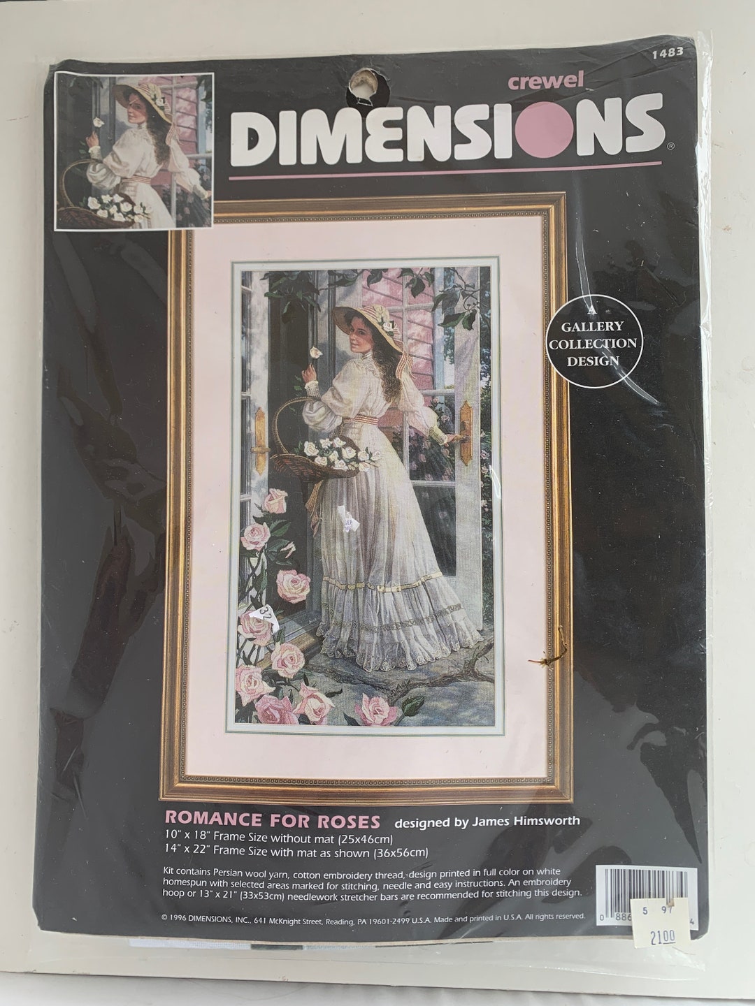 Dimensions Crewel Kit 1483 Romance for Roses 10x18 Victorian 1996 USA ...