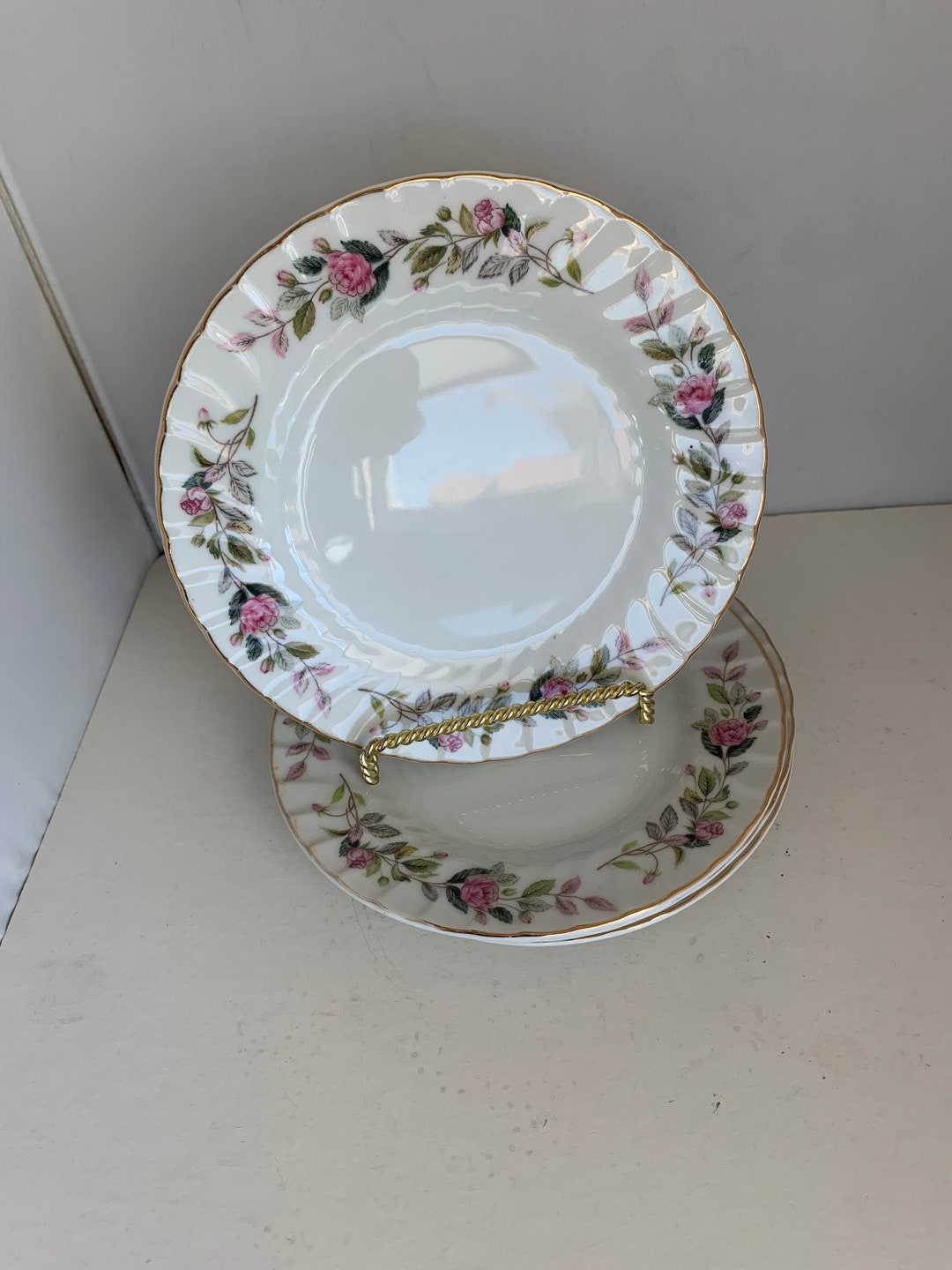 3 Vintage Creative Regency Rose Bread and Butter Plates 1960s Fine ...