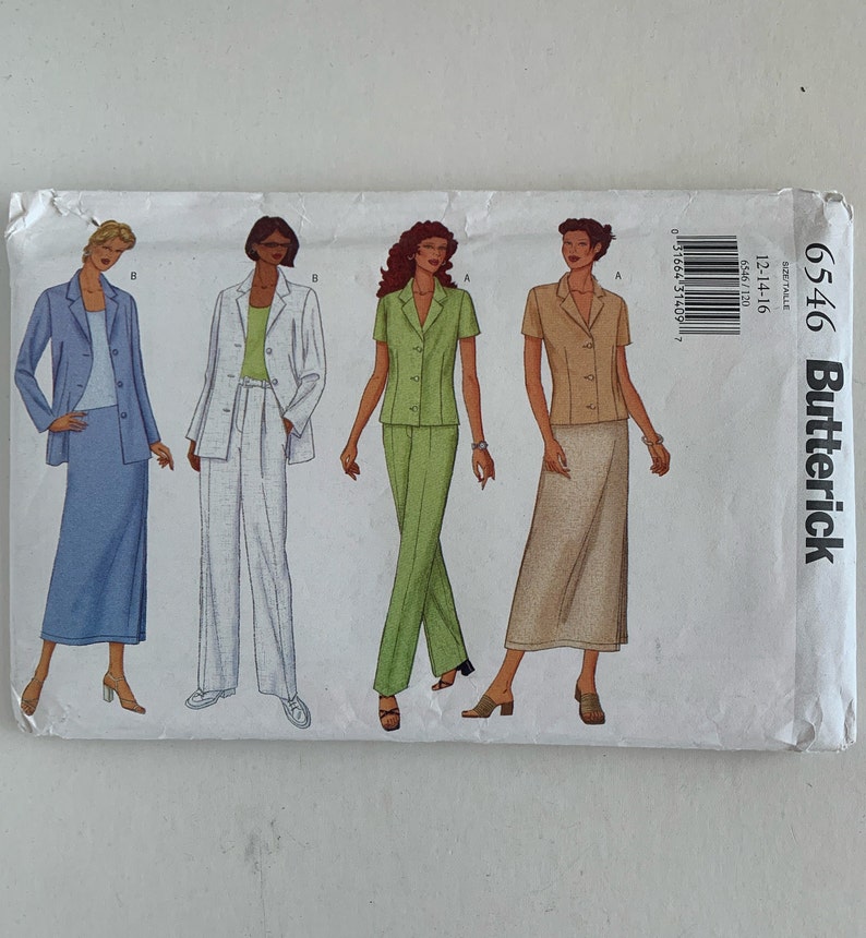 Butterick 6546 Women Suit, Sewing Pattern Semi-fitted, Pointed Collar ...