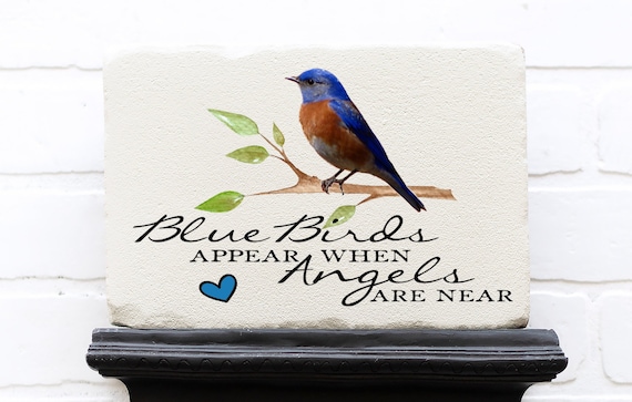 Blue Bird Memorial Stone Blue Birds Appear Angels Are Near - Etsy