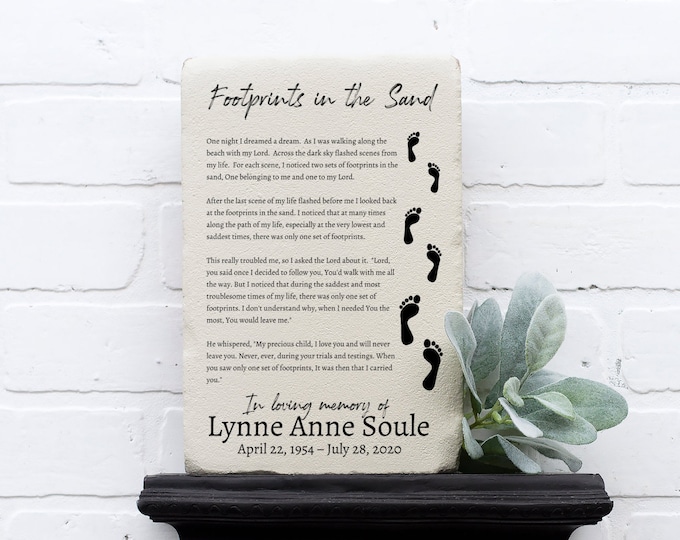 Memorial Stone | Footprints in the Sand Memorial | Remembrance Stone ...