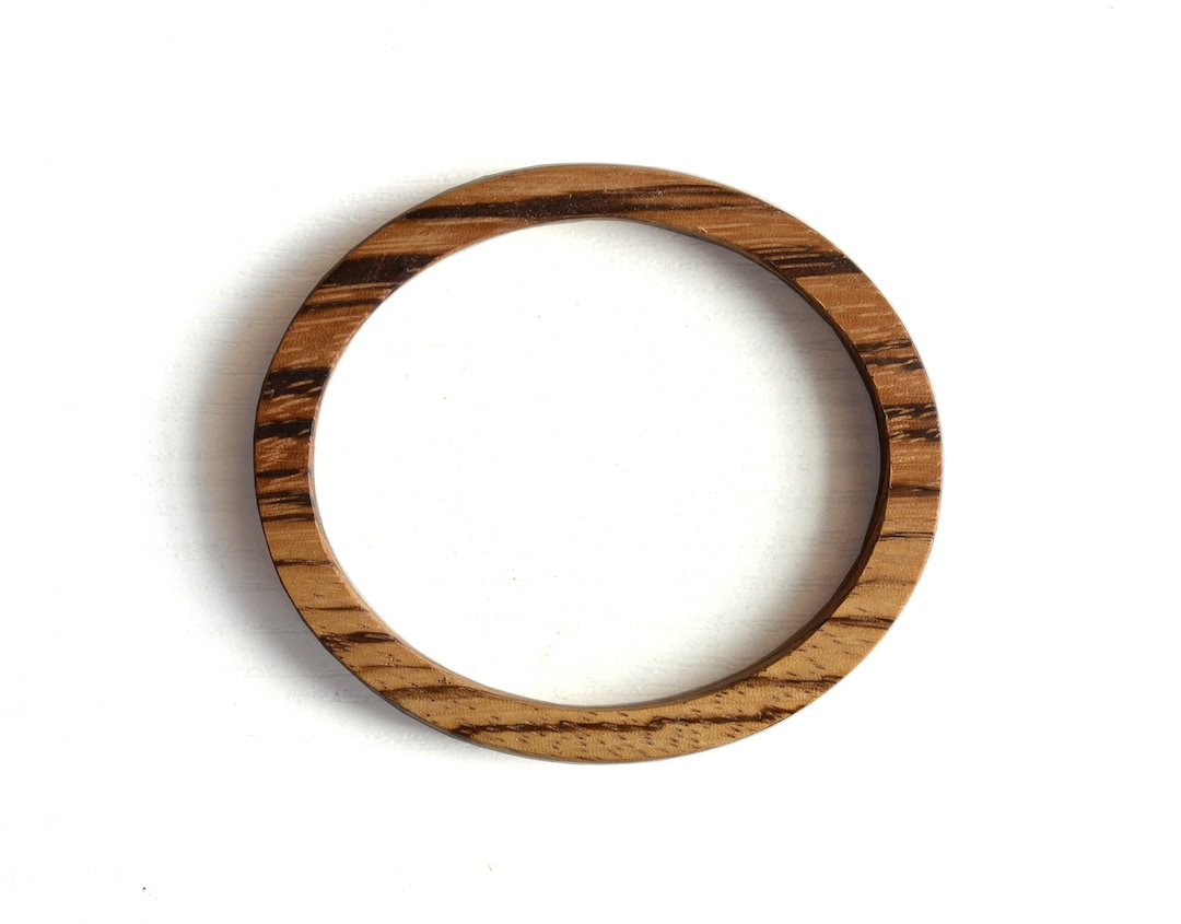 Men's Wood Ellipse Bracelet, Zebra Wood Oval Bracelet, Wooden ...