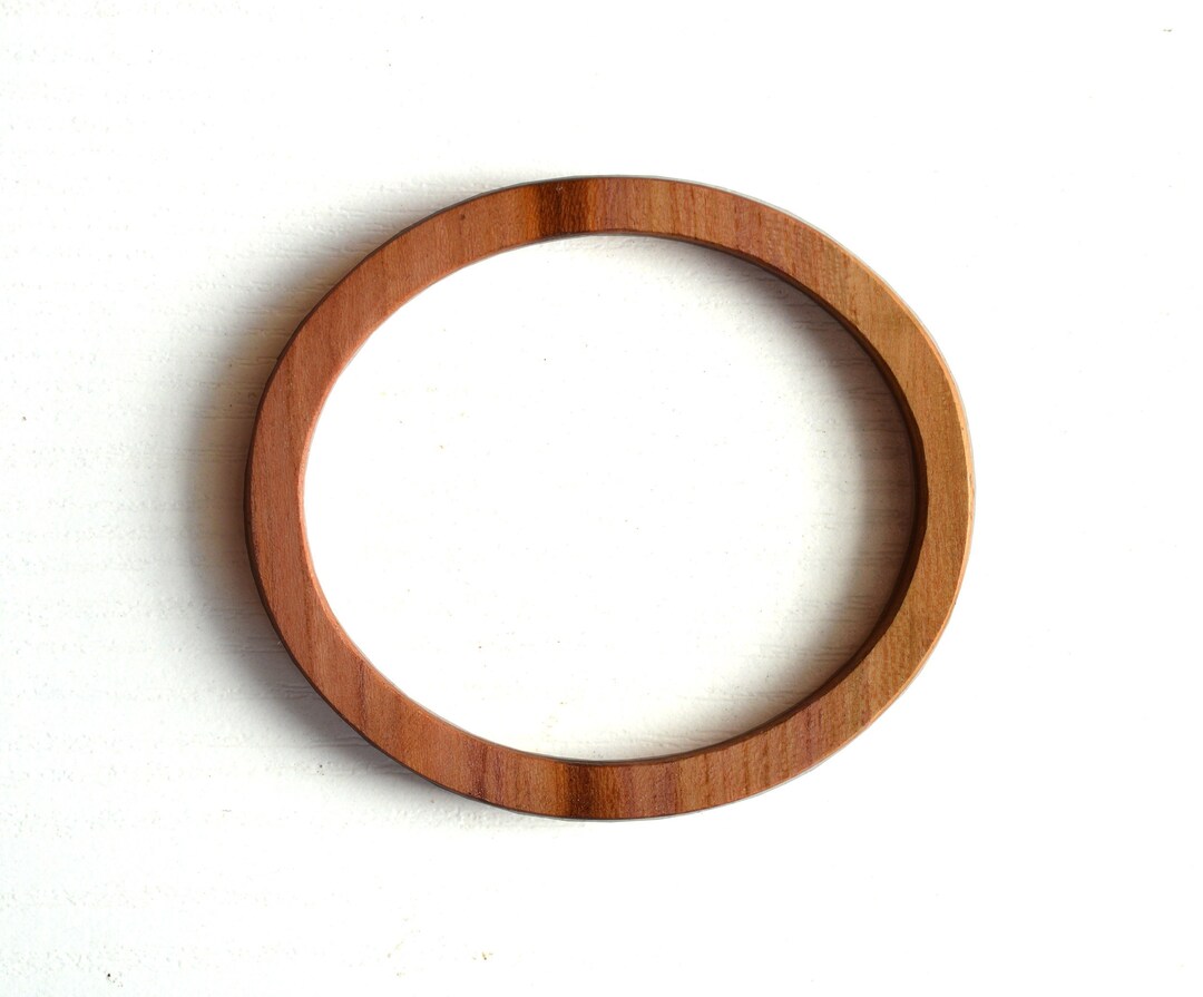 Plum Wood Oval Bracelet, Elliptical Wooden Bracelet, Women's Wedding ...