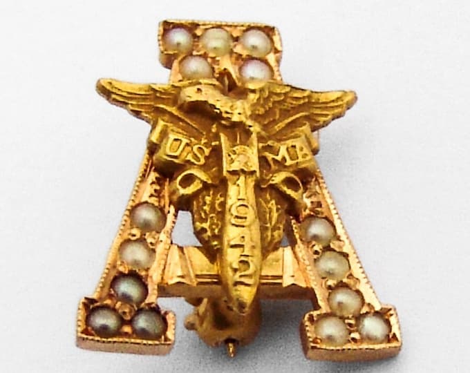 WWII USMA West Point Pin 14K Gold Seed Pearls - Etsy