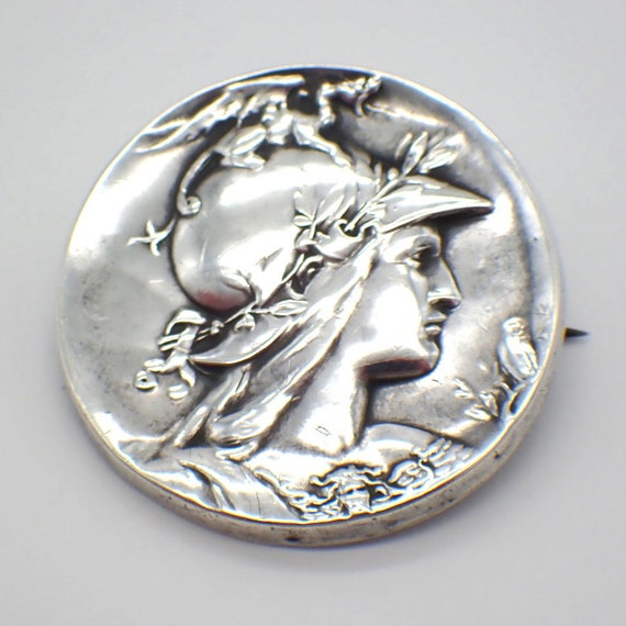 Mars Roman God Medallion Brooch Unger Brothers Sterli… - Gem